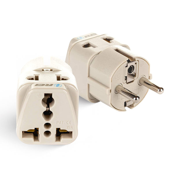 Type E/F Schuko Plug Adapter | (2 pack) OREI 2-in-1 Universal Plug ...