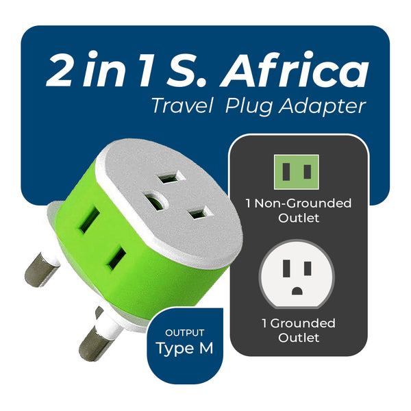 OREI South Africa, Botswana, Namibia Travel Plug Adapter - 2 USA Input