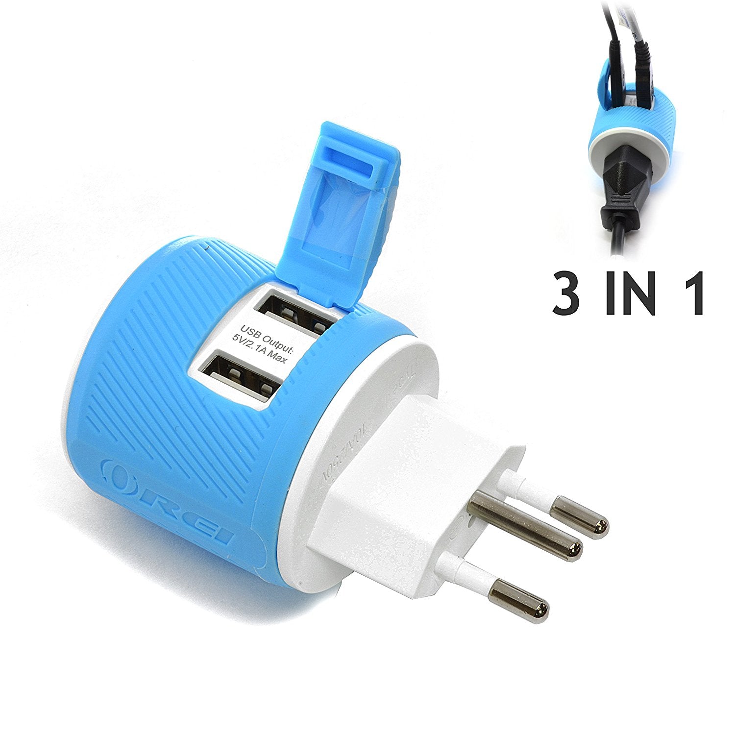 OREI Switzerland Travel Plug Adapter - Dual USB - Type J